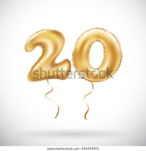 Vector Golden Number 20 Twenty Metallic Stock Vector (Royalty Free ...
