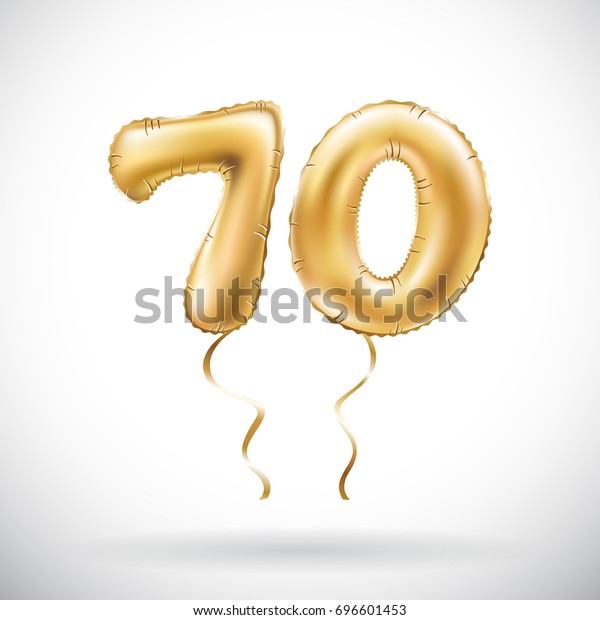 vector Golden número 70 setenta globos metálicos. Globos dorados ...