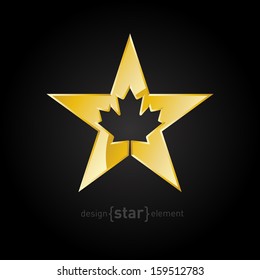 Vector Golden Star Canadian Maple Leaf Stock Vector (Royalty Free ...