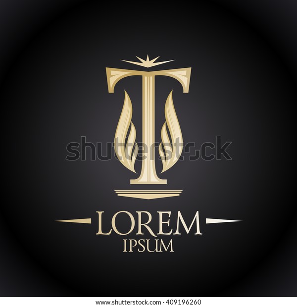 Vector Golden T Letter Logo Mock Stock Vector (Royalty Free) 409196260