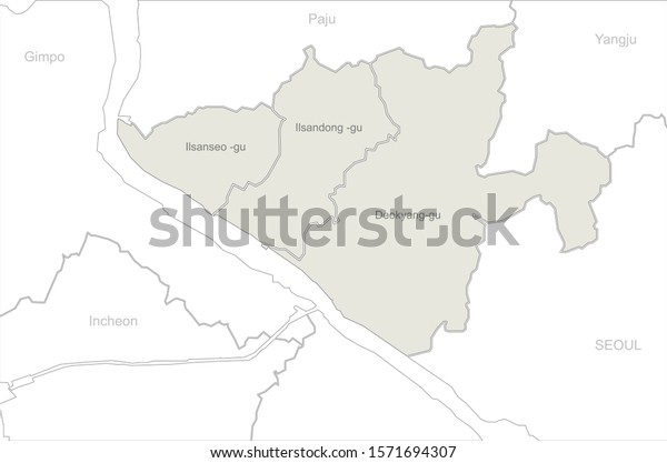 Vector Goyang Map Korea City Map Stock Vector (Royalty Free) 1571694307 ...