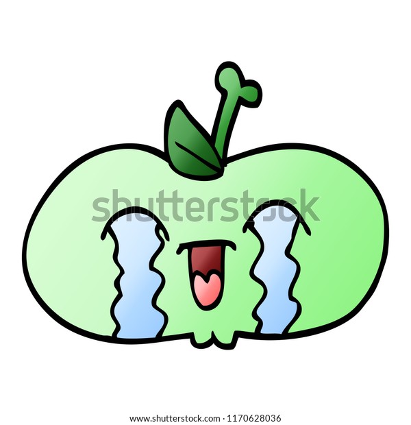 Vector Gradient Illustration Cartoon Sad Apple Stock Vector (Royalty ...