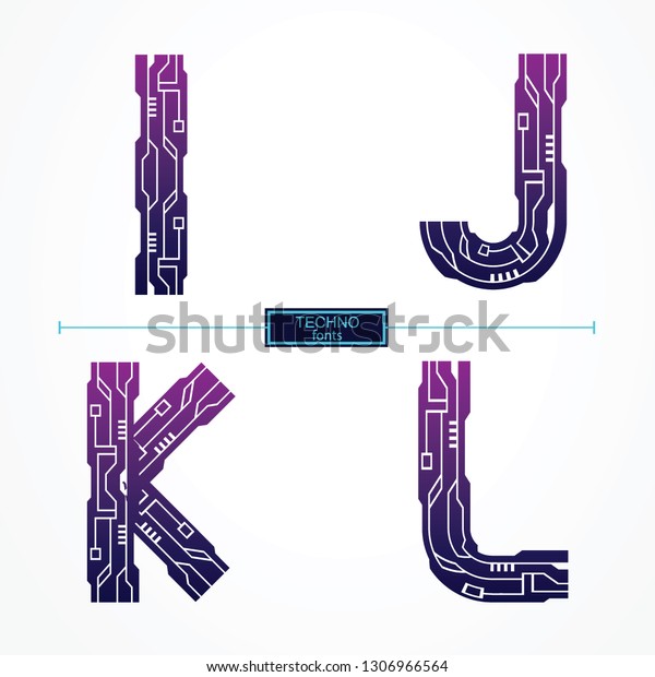 Vector Graphic Alphabet Set Ijkl Technology Stock Vector (Royalty Free ...