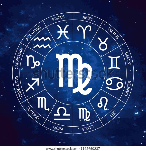 Vector Graphic Astrology Set On Starry Stock Vector (Royalty Free ...