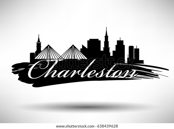 Vector Graphic Design Charleston City Skyline Stock Vector (Royalty ...