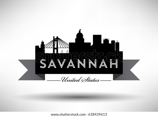 Vector Graphic Design Savannah City Skyline Stock Vector (Royalty Free ...