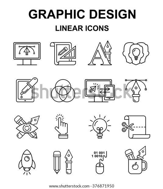 Vector Graphic Designer Icons Set Linear Stock Vector (Royalty Free ...