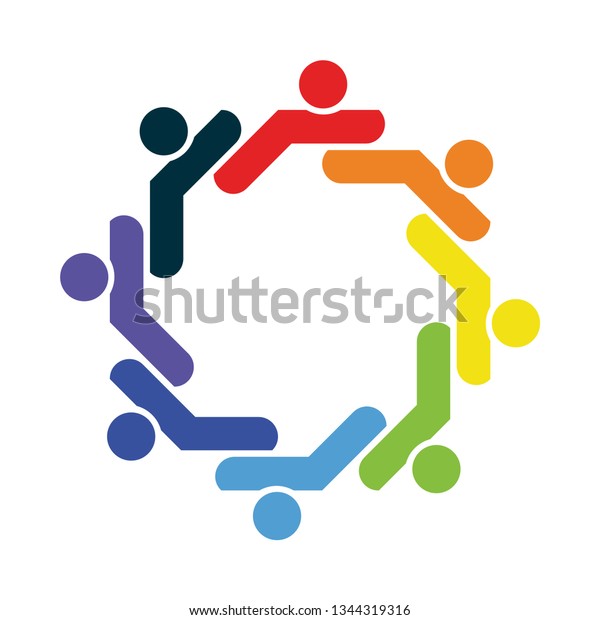 Vector Graphic Group Connection Logoeight People Stock Vector (Royalty ...