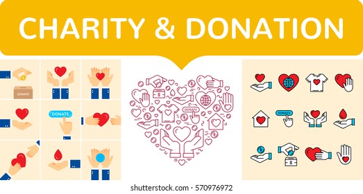 Vector Graphic Flat Icon Set Charity Stock Vector (Royalty Free ...