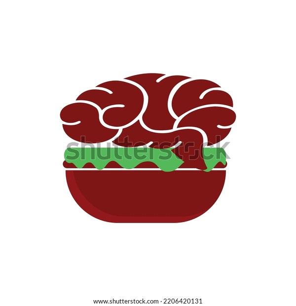 Vector Graphic Illustration Burger Brain Logo Stock Vector (Royalty ...