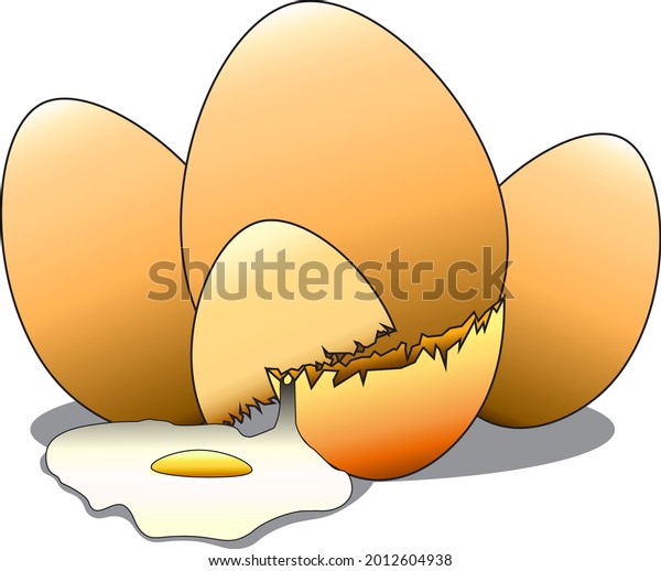 Vector Graphic Illustration Fresh Egg Cracked Stock Vector Royalty Free 2012604938 Shutterstock