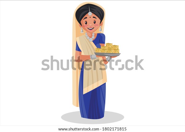 Vector Graphic Illustration Indian Gujarati Woman Stock Vector (Royalty ...