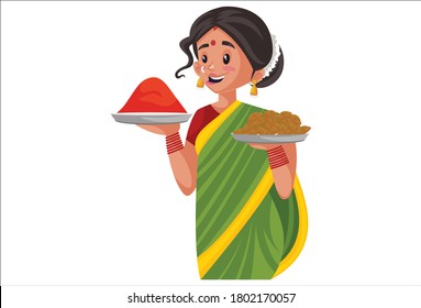 Vector Graphic Illustration Indian Marathi Woman Stock Vector (Royalty ...