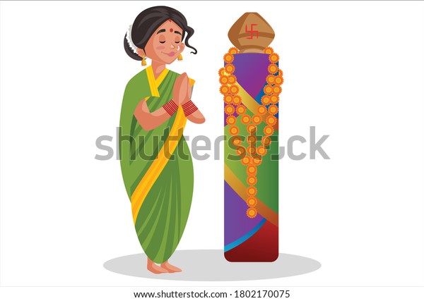 Vector Graphic Illustration Indian Marathi Woman Stock Vector (Royalty ...