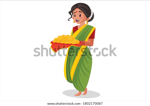 Vector Graphic Illustration Indian Marathi Woman Stock Vector (Royalty ...