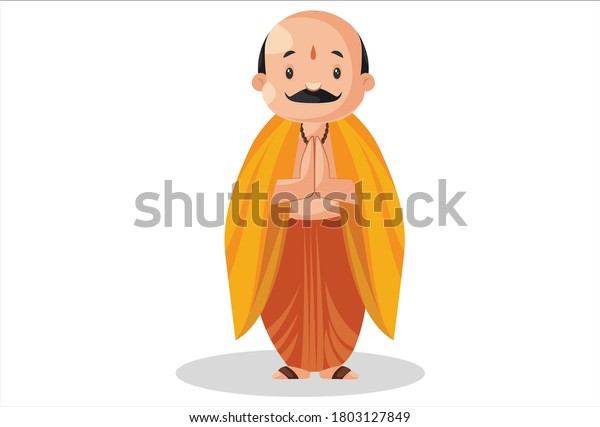 Vector Graphic Illustration Indian Pandit Greet Stock Vector (Royalty ...