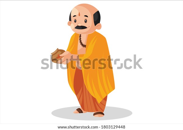 Vector Graphic Illustration Indian Pandit Holding Stock Vector (Royalty ...
