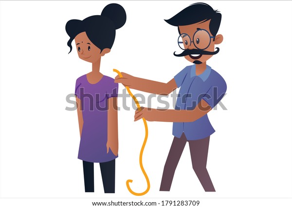 Vector Graphic Illustration Indian Tailor Measuring Stock Vector ...