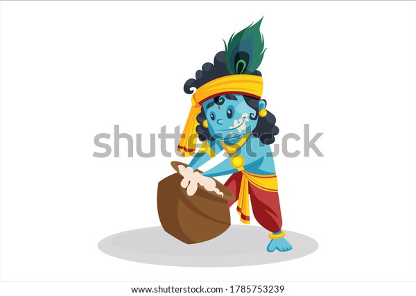 Vector Graphic Illustration Lord Krishna Eating Stock Vector (Royalty ...