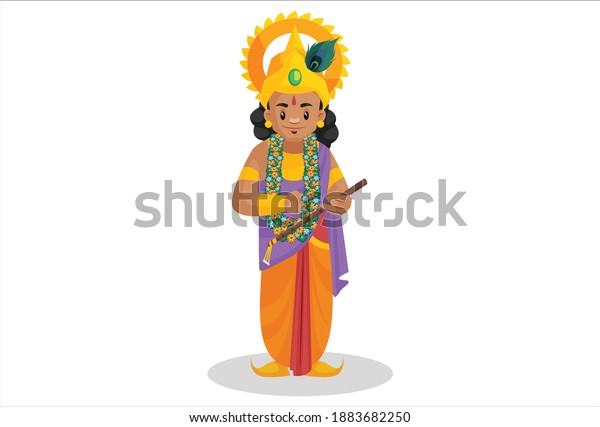Vector Graphic Illustration Lord Krishna Holding Stock Vector (Royalty ...