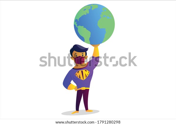Vector Graphic Illustration Mask Man Holding Stock Vector (Royalty Free ...
