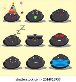 Vector Graphic Illustration Rock Emoticon Set Stock Vector (Royalty ...