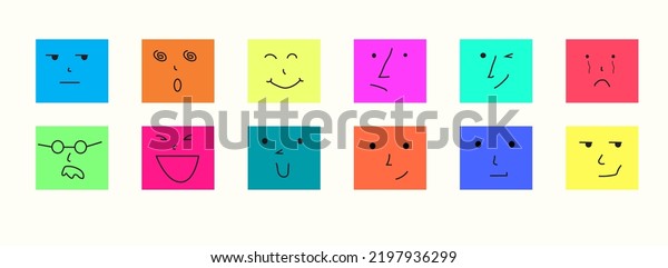 Vector Graphic Illustration Square Cartoon Face Stock Vector (Royalty ...