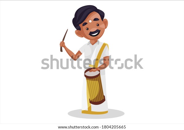 Vector Graphic Illustration Tamil Man Playing Stock Vector (Royalty ...