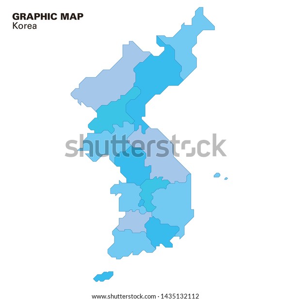 Vector Graphic Korea Map Divided Stock Vector (Royalty Free) 1435132112 ...