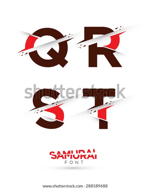Vector Graphic Samurai Themed Cutted Alphabet Stock Vector (Royalty ...