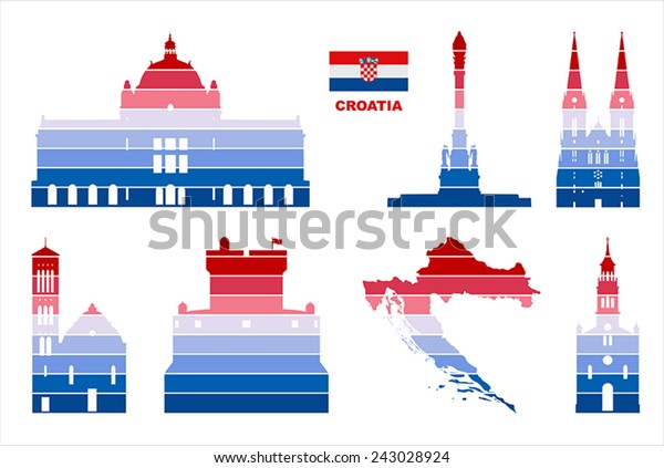 Vector Graphic Symbols Croatia Stock Vector (Royalty Free) 243028924 ...