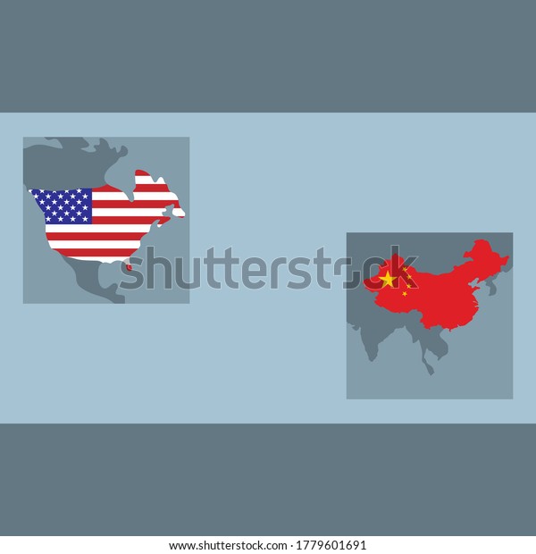 Vector Graphic Usa China Map Stock Vector (Royalty Free) 1779601691 ...