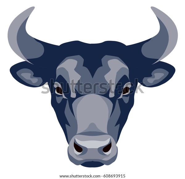 Vector Graphical Illustration Head Bull Front Stock Vector (Royalty ...