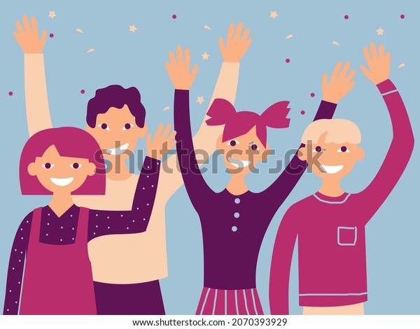 Vector Graphics Four Teenagers Two Boys Stock Vector (Royalty Free ...