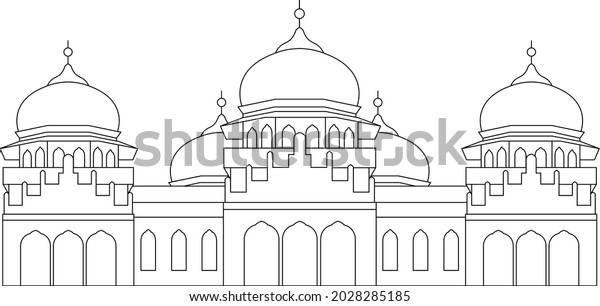 Vector Graphics Illustration Baiturrahman Grand Mosque Stock Vector ...