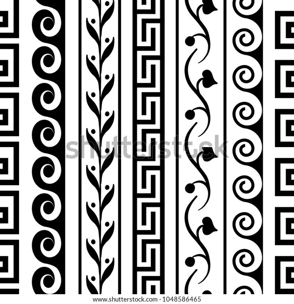 Vector Greek Black White Antique Seamless Stock Vector (Royalty Free ...
