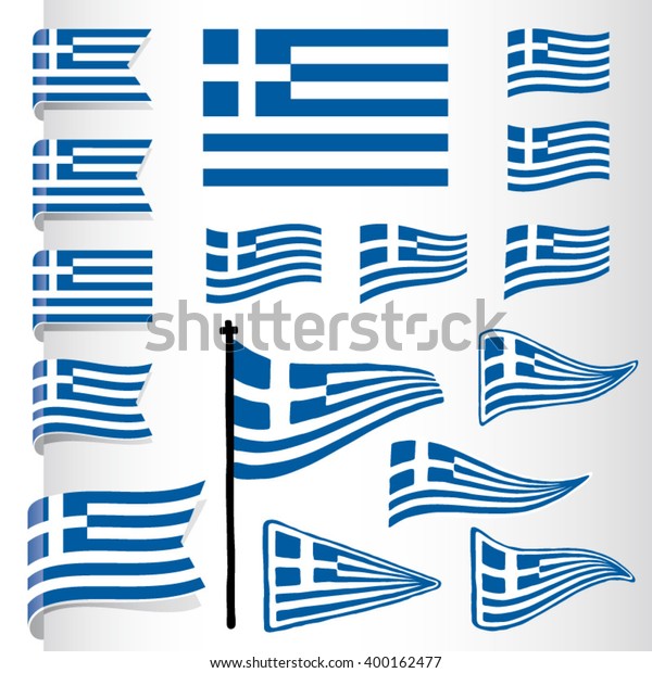 Vector Greek Flag Set Stock Vector (Royalty Free) 400162477