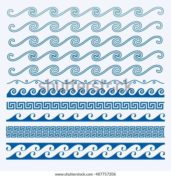 Vector Greek Wave Meander Decorative Elements Stock Vector (Royalty ...