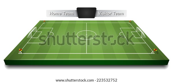 Vector Green 3d Soccer Field Football Stock Vector (Royalty Free) 223532752