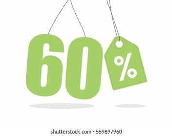 Vector Green 60 Text Tag On Stock Vector (Royalty Free) 559897960