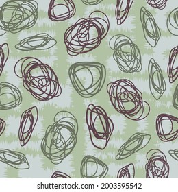 Vector Green Brown Doodles Seamlesss Pattern Stock Vector (Royalty Free ...