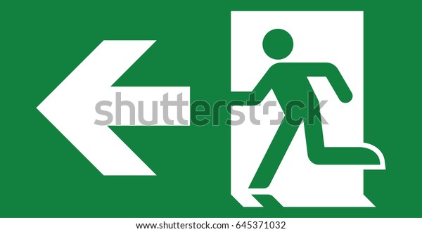 Vector Green Exit Sign Running Man Stock Vector (Royalty Free) 645371032