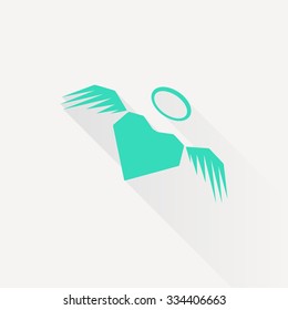 Vector Green Heart Wings Icon On Stock Vector (Royalty Free) 334406663 ...