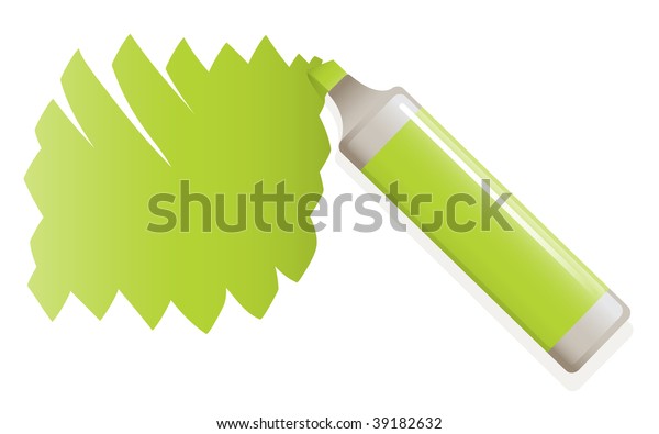 Vector Green Highlighter Pen Drawing On Stock Vector (Royalty Free ...