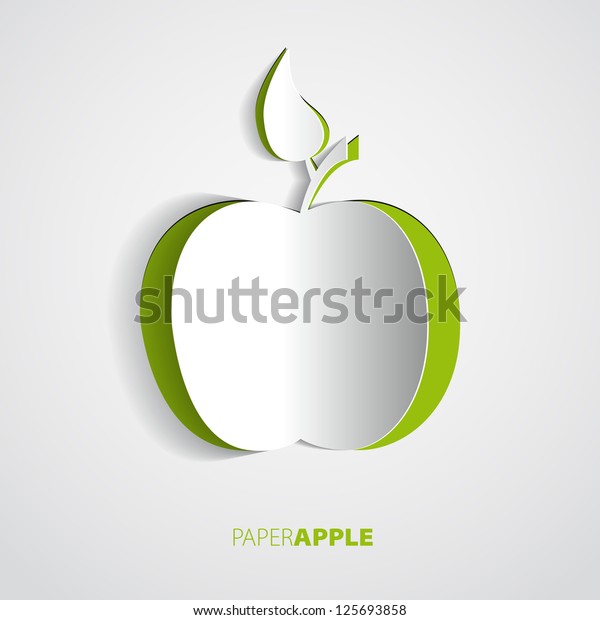 Vector Green Paper Apple Card Design Stock Vector (Royalty Free) 125693858