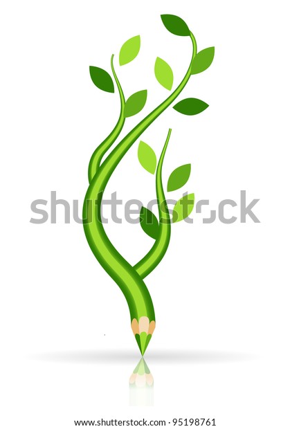 Vector Green Pencil Tree Branch Stock Vector (Royalty Free) 95198761 ...