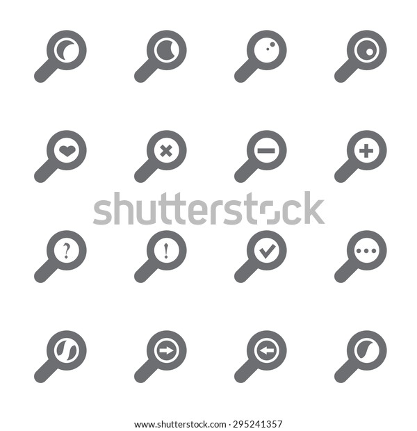 Vector Grey Magnifying Glass Icon Set Stock Vector (Royalty Free ...