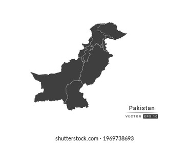 Vector Grey Pakistan Map On White Stock Vector (Royalty Free ...