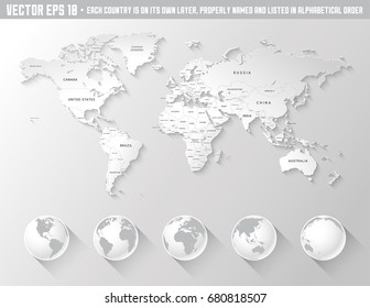 1,853 Gray world map country names Images, Stock Photos & Vectors ...