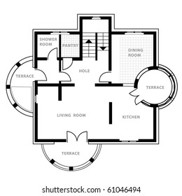 Project Ground Floor Vector House Blueprint Stock Vector (Royalty Free ...
